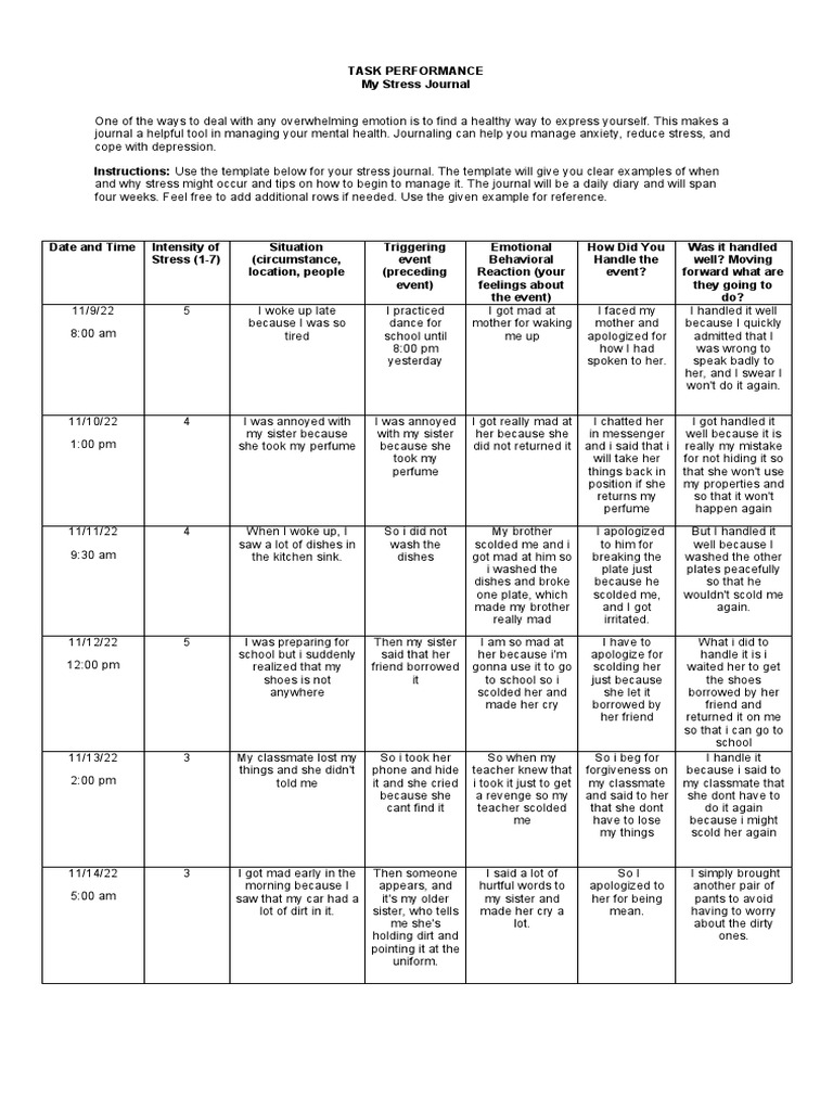 My Stress Journal | PDF