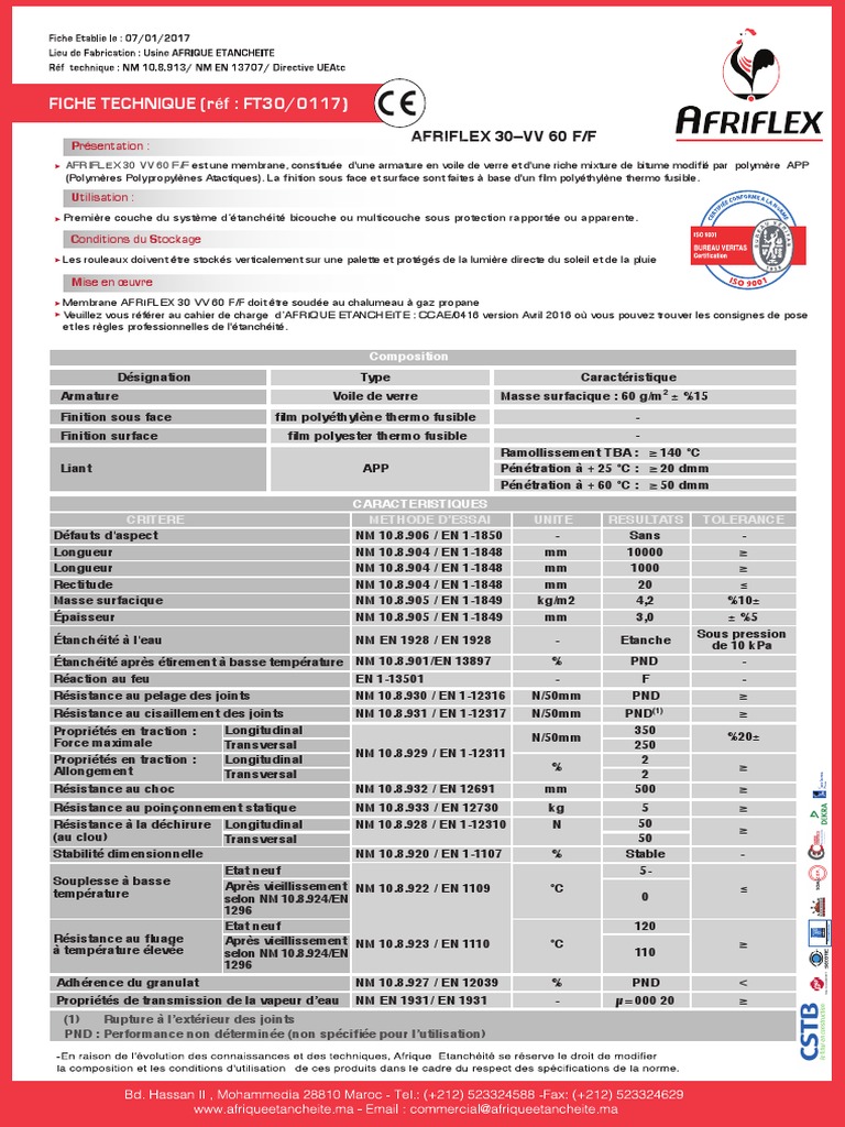 Fiche Tech Afriflex 30 VV | PDF
