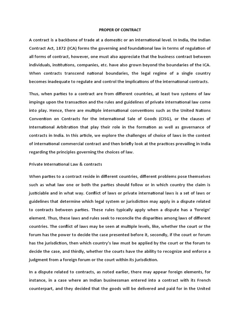 Proper Law of Contract | PDF | Choice Of Law | Civil Law (Legal System)