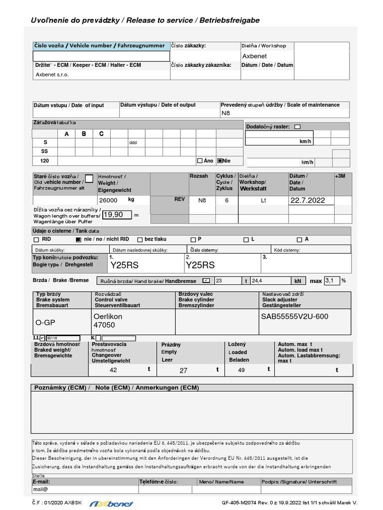 Uvolnenie Do Prevadzky Ax | PDF