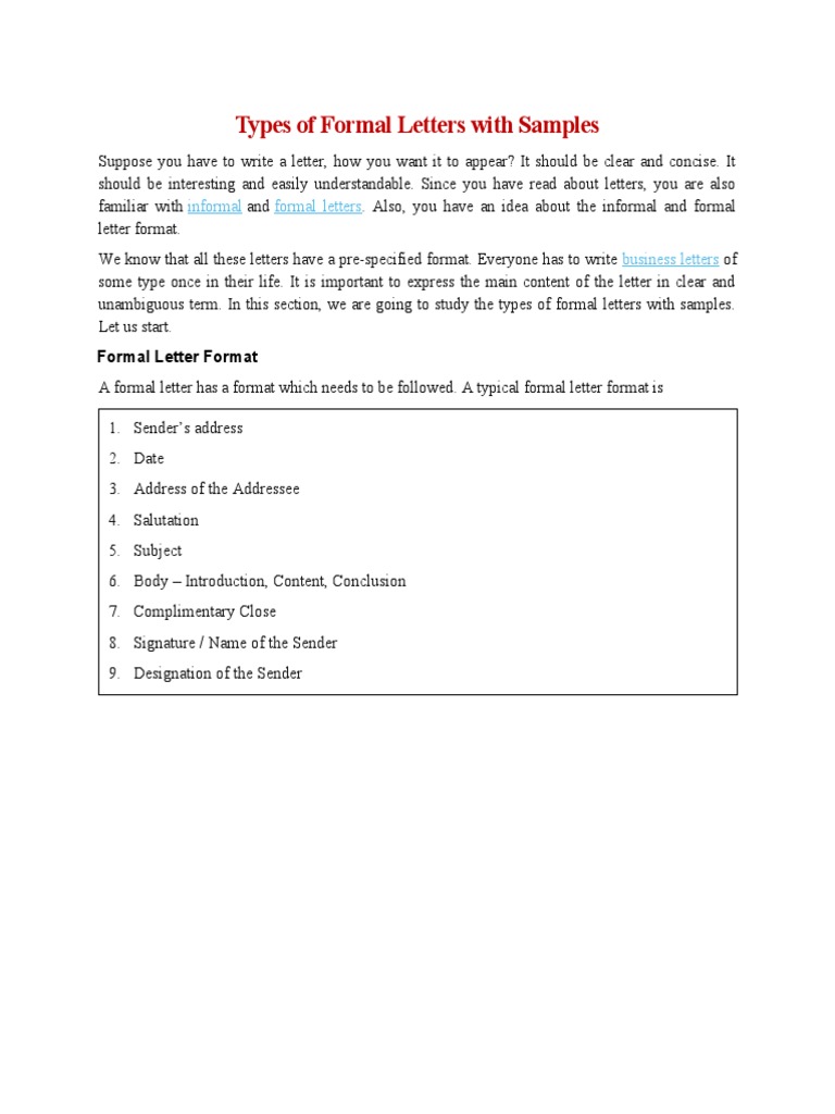 Formal Letters With Samples | PDF