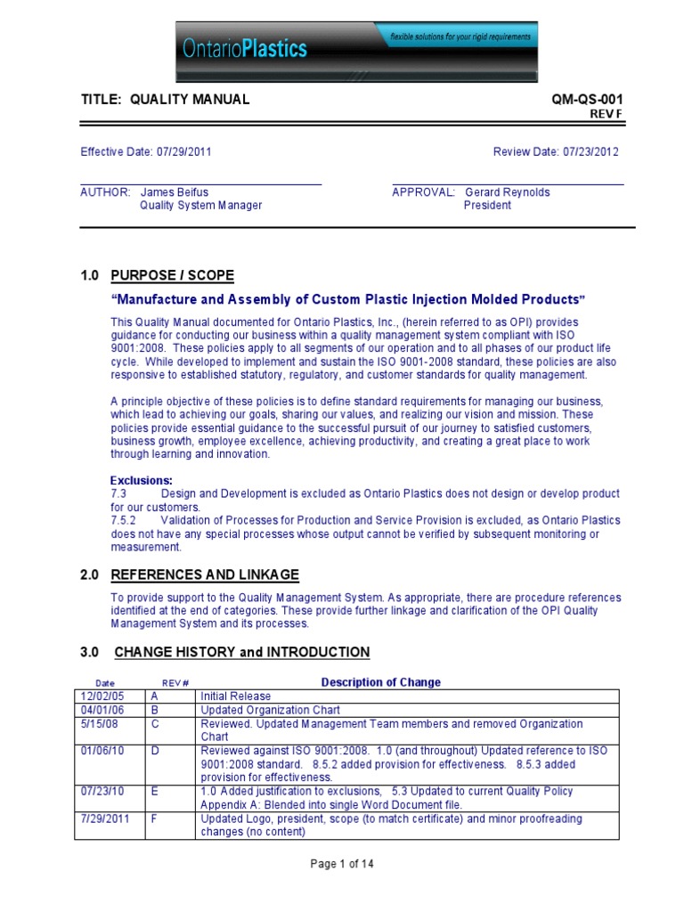 OPI Quality Management Manual | PDF | Quality Management System | Audit
