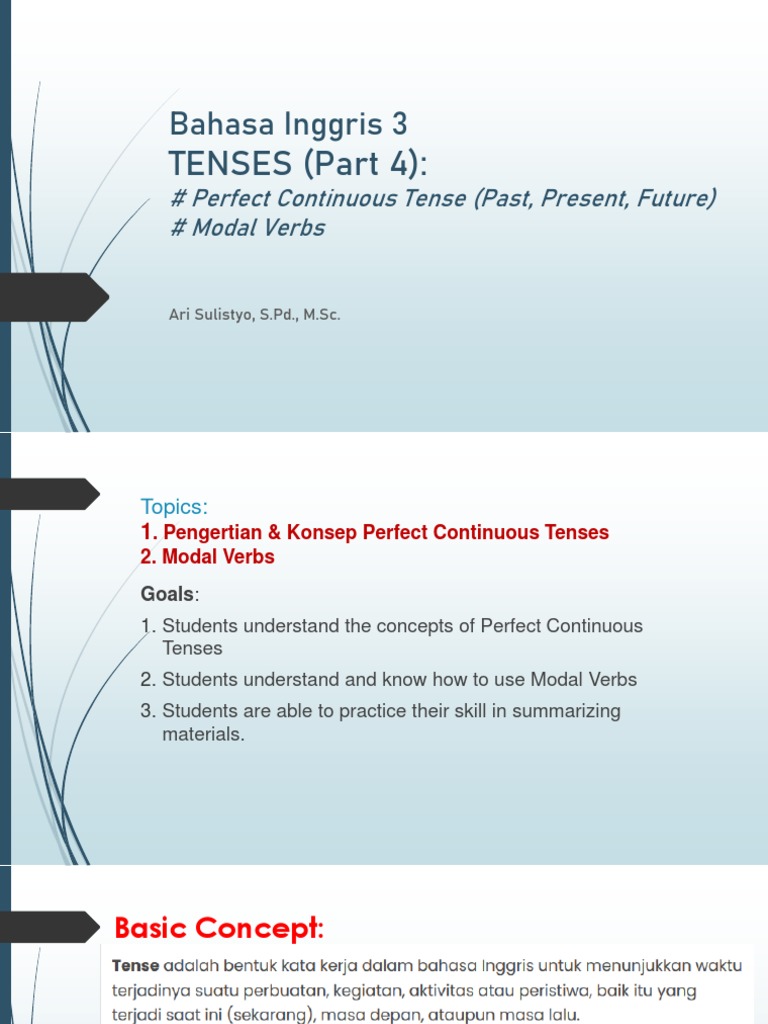 Materi Pertemuan 6 - Perfect Continuous Tense Modal Verbs | PDF ...