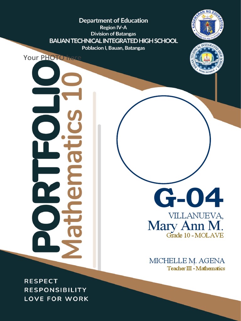 Math Portfolio Cover Page Pdf