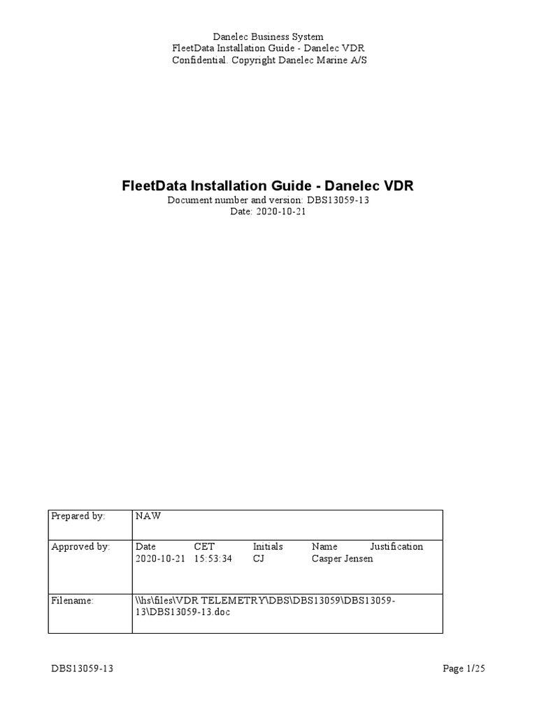FleetData Installation Guide - Danelec VDR - DBS13059-13 | PDF ...