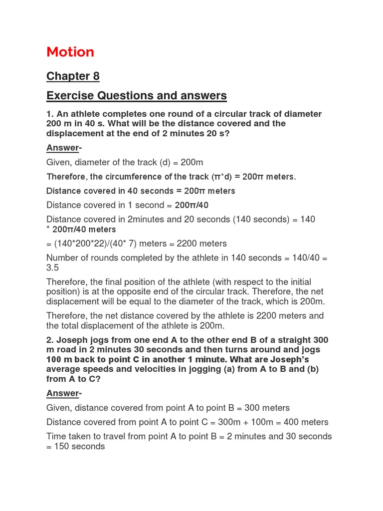 IX Exercise Motion | Download Free PDF | Acceleration | Speed