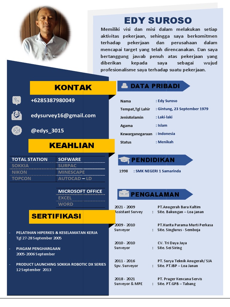 CV - Edy Suroso - SPV Surveyor | PDF
