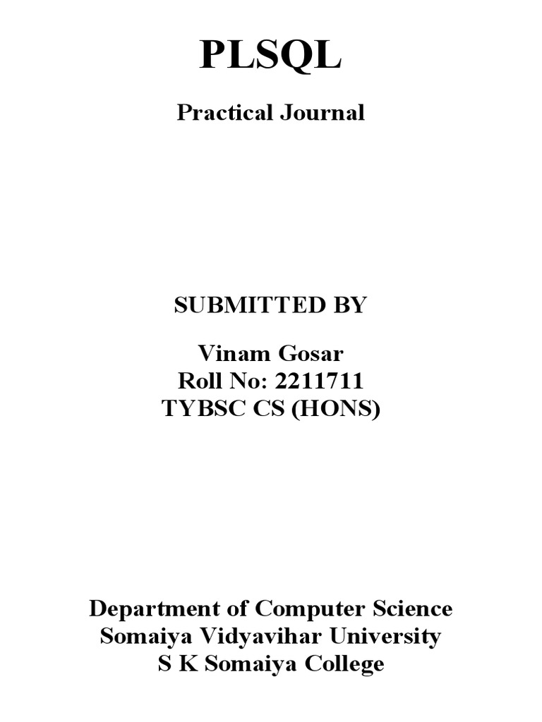 Vinamgosar 22117 11 Plsql Journal Download Free Pdf Control Flow 2214