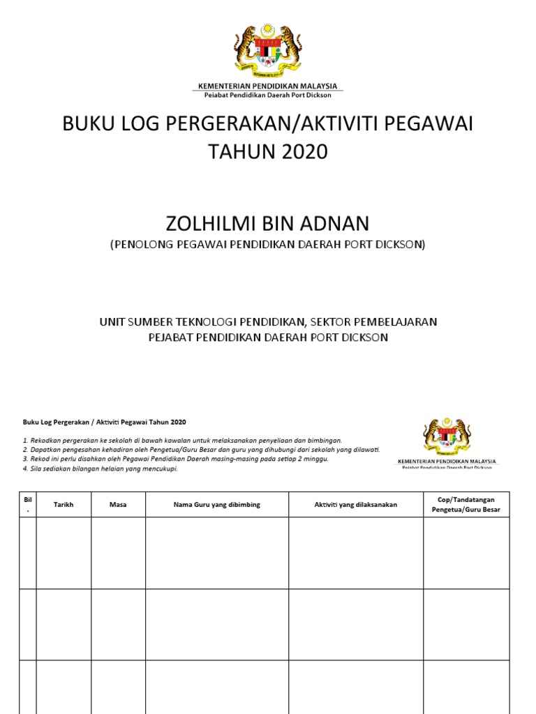 Buku Log Pergerakan 2020 | PDF