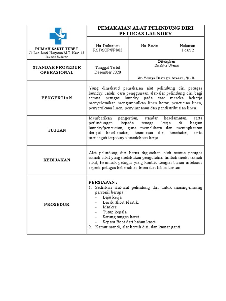 Prosedur APD untuk Petugas Laundry | PDF