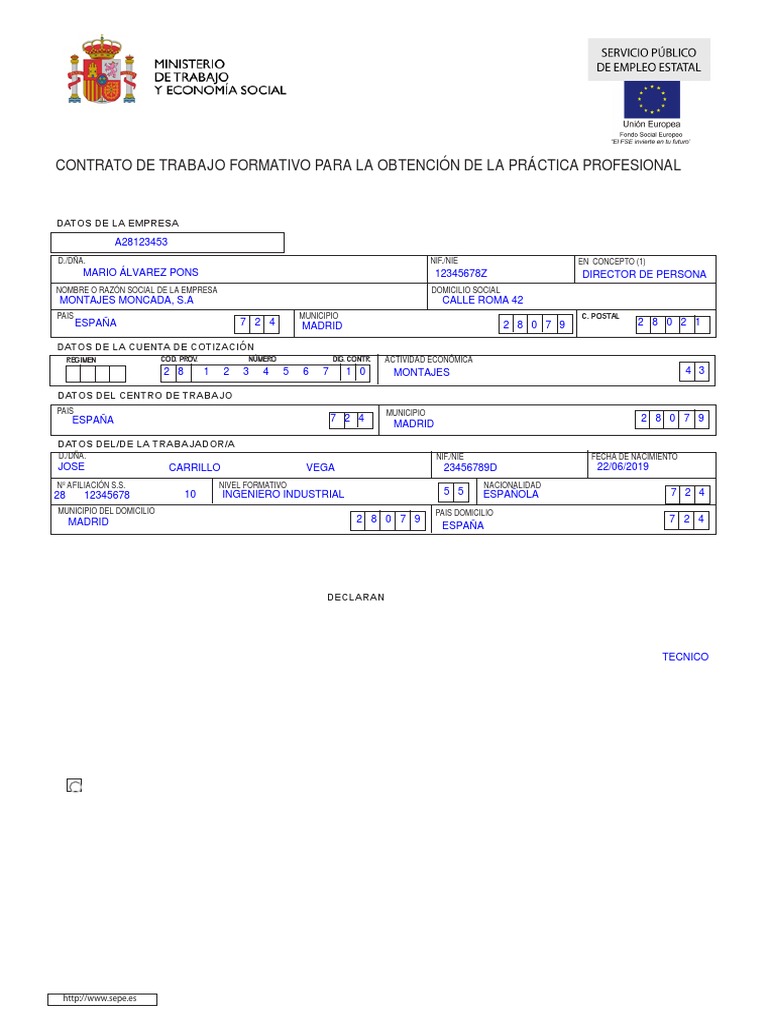 Contrato de Trabajo Formativo en España | PDF