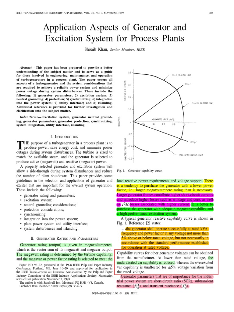 Application Aspects of Generator and Excitation System For Process ...