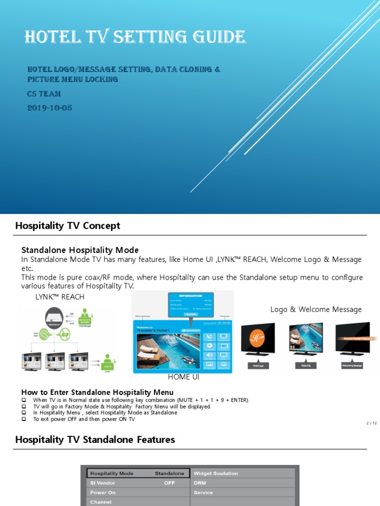 Hotel TV Setting Guide | PDF | Menu (Computing) | Usb