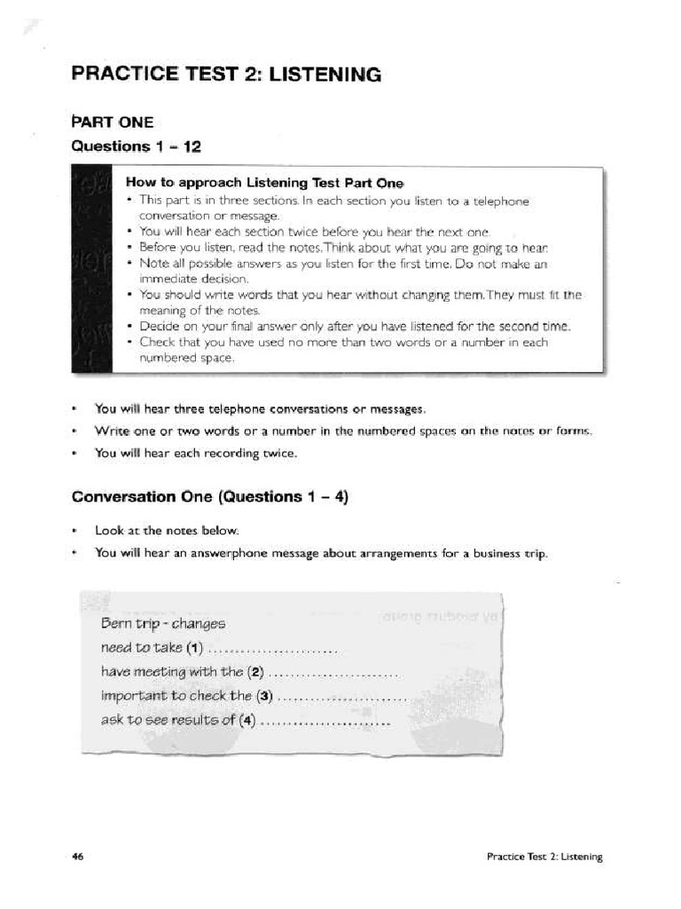 Listening - Practice Test 2 | PDF