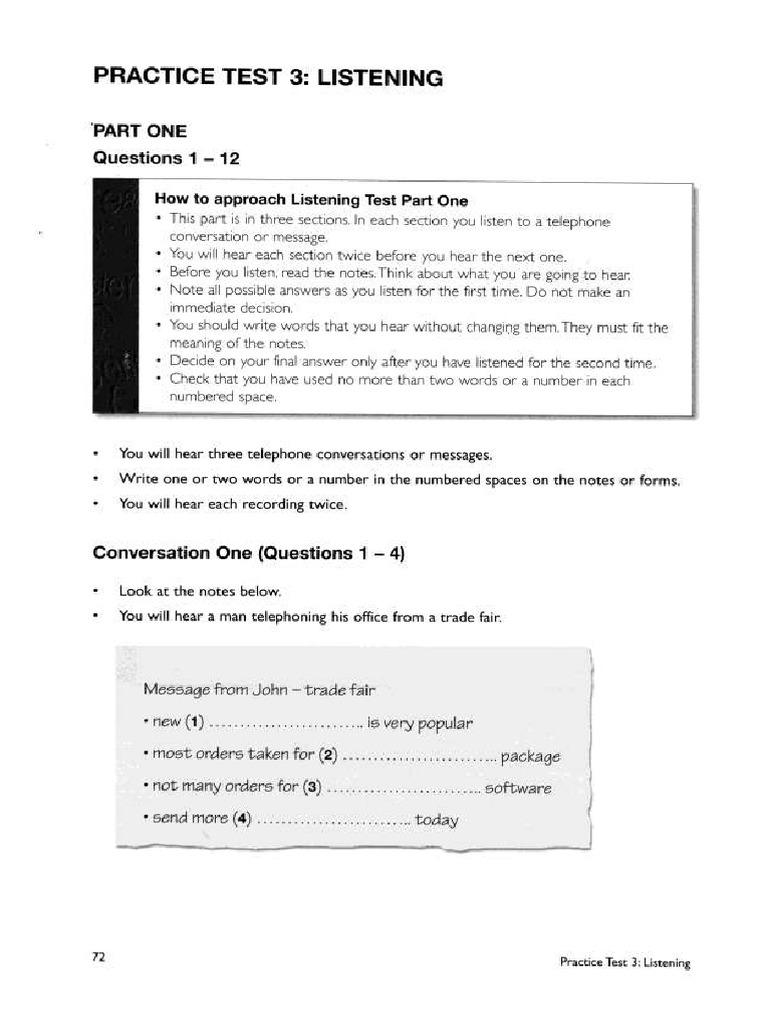 Listening - Practice Test 3 | PDF
