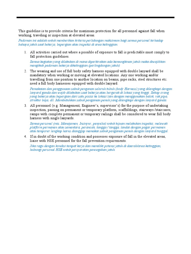 Full Body Harness Guidelines | PDF