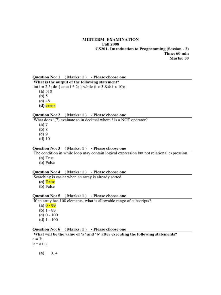 Cs20110solvedmidtermpapersin1file Pdf Pdf Pointer Computer Programming Programming