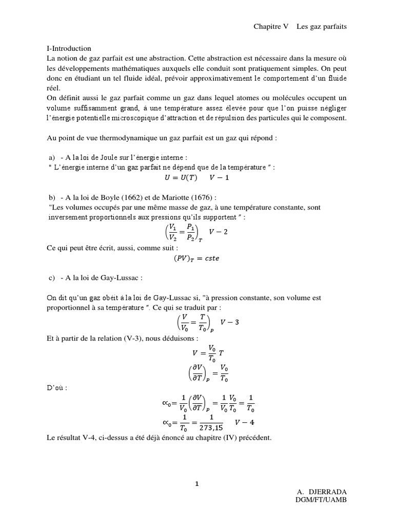 Comprendre les gaz parfaits et leurs lois | PDF | Entropie | Capacité ...