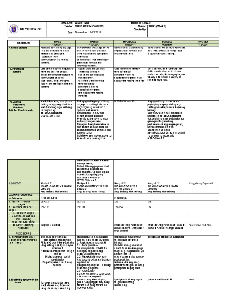 MTB 2 Grade 2 DLL q3 Week 4 | PDF