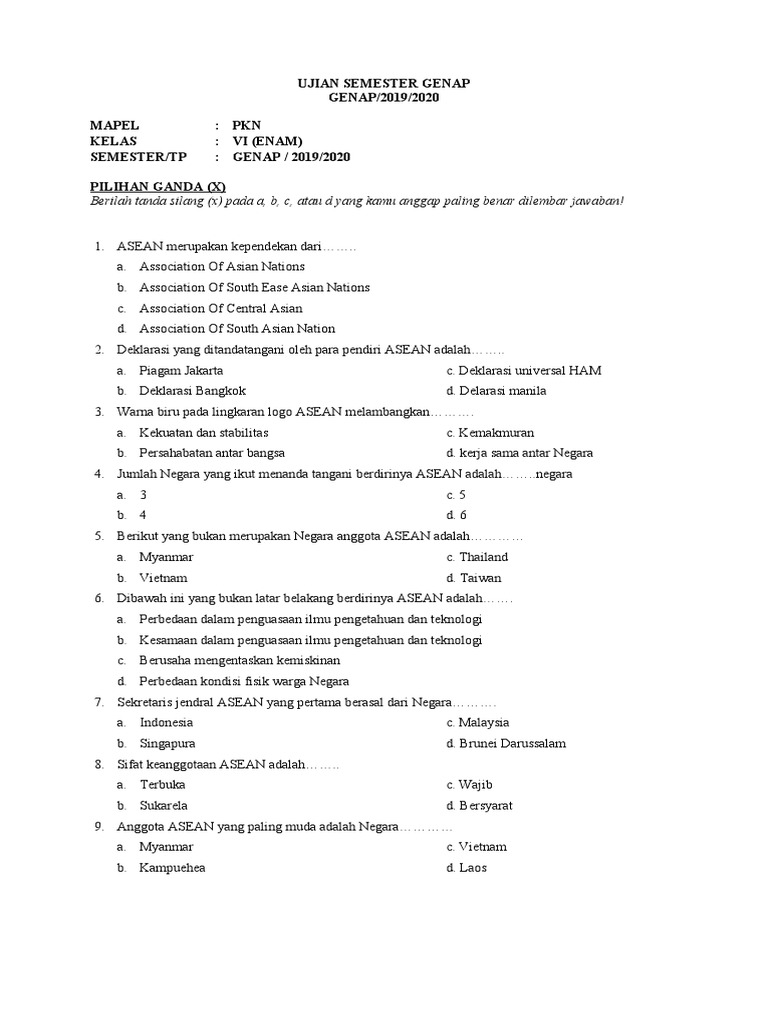 Soal Ujian Pkn Pdf 