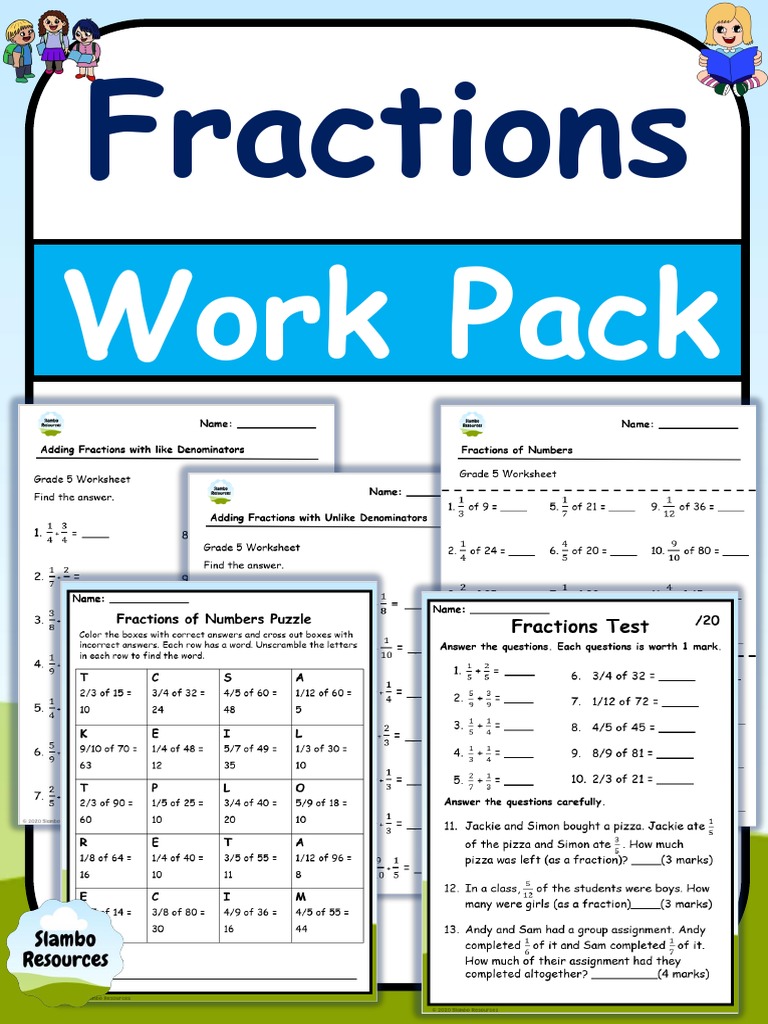 Grade 5 Fractions Work Pack Preview | PDF