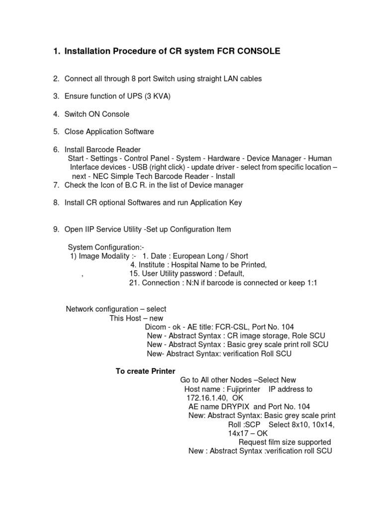 Installation Procedure Console FCR | PDF | Network Switch | Node ...