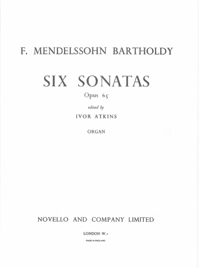 Mendelssohn Op.65 Ivor Atkins, London Novello | PDF