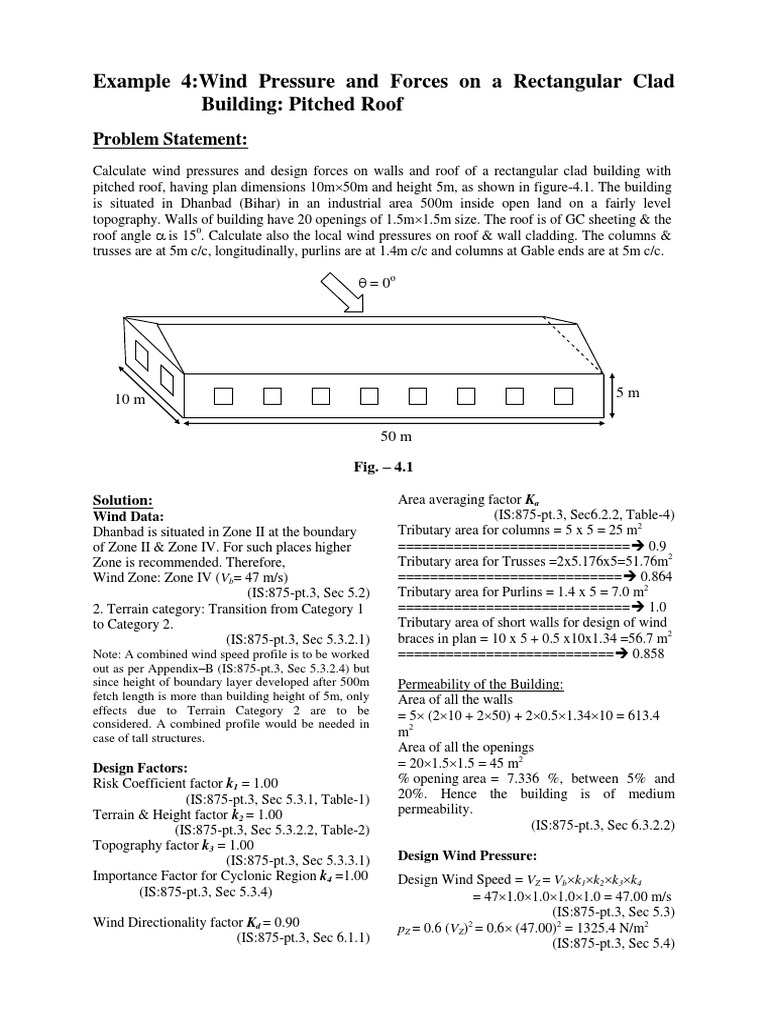 Example Roof Wind Load As Per Is 875-3 | PDF | Wound | Force