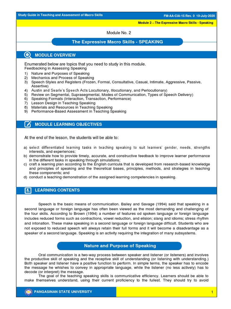 Study Guide 2 | Download Free PDF | Teaching Method | Speech