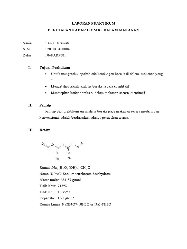 Laporan Praktikum Boraks | PDF