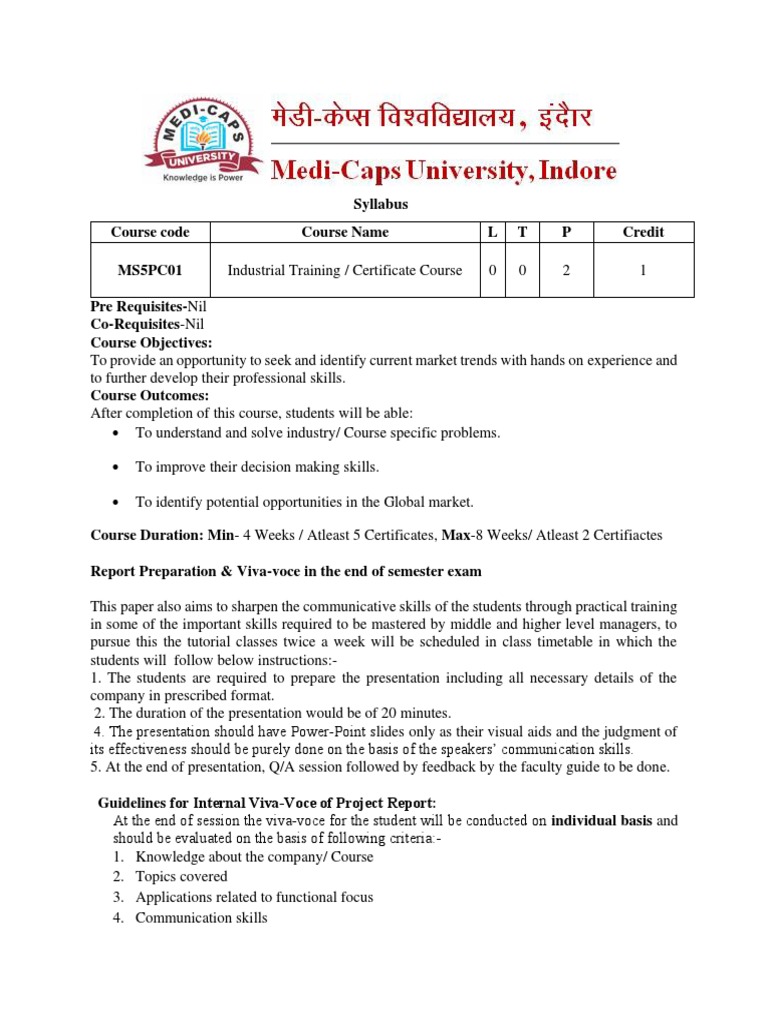 Industrial Training Syllabus | PDF | Professional Certification ...