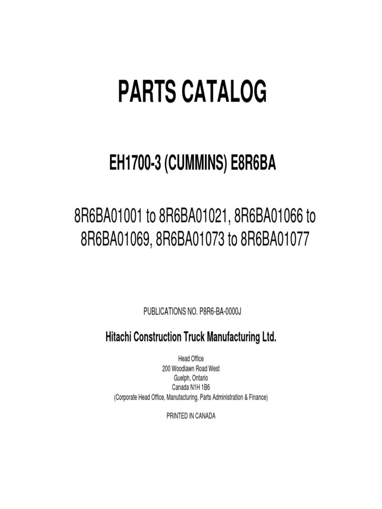 Parts Catalog: EH1700-3 (CUMMINS) E8R6BA | PDF