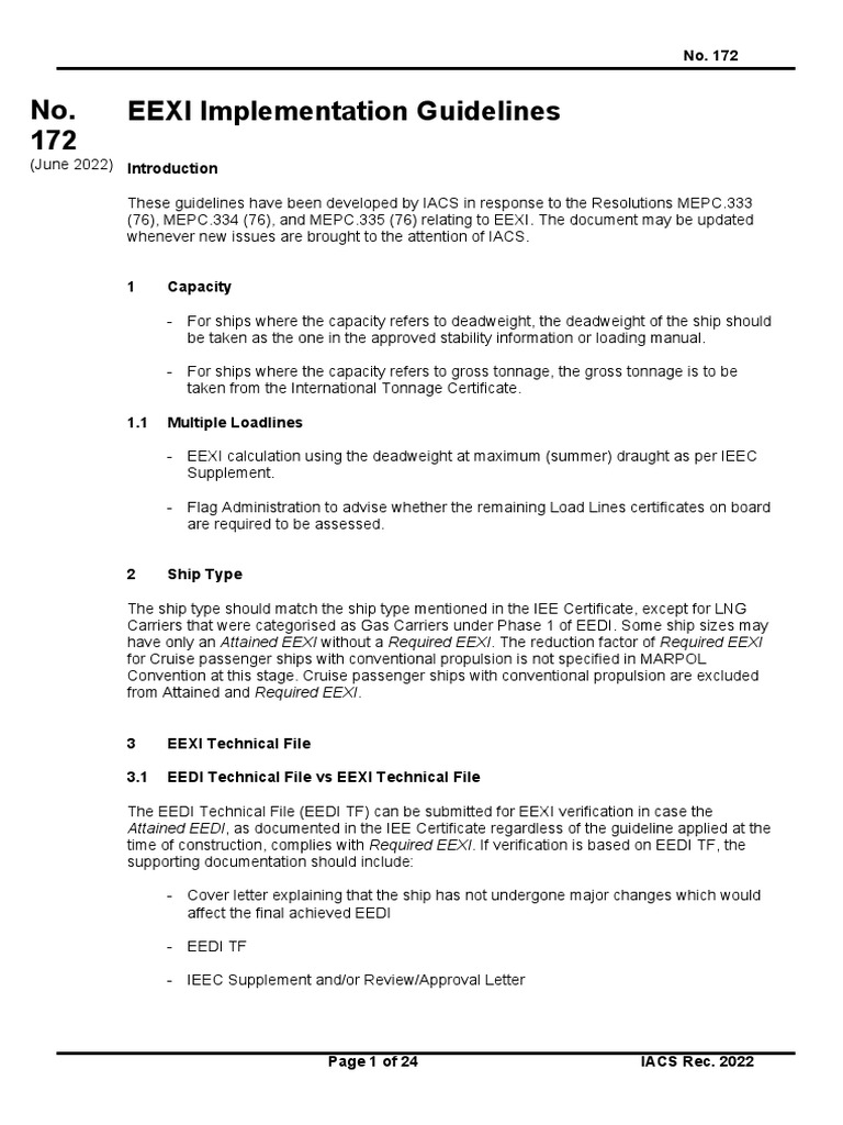 Eexi Rec 172 New June 2022 | PDF | Marine Propulsion | Tonnage