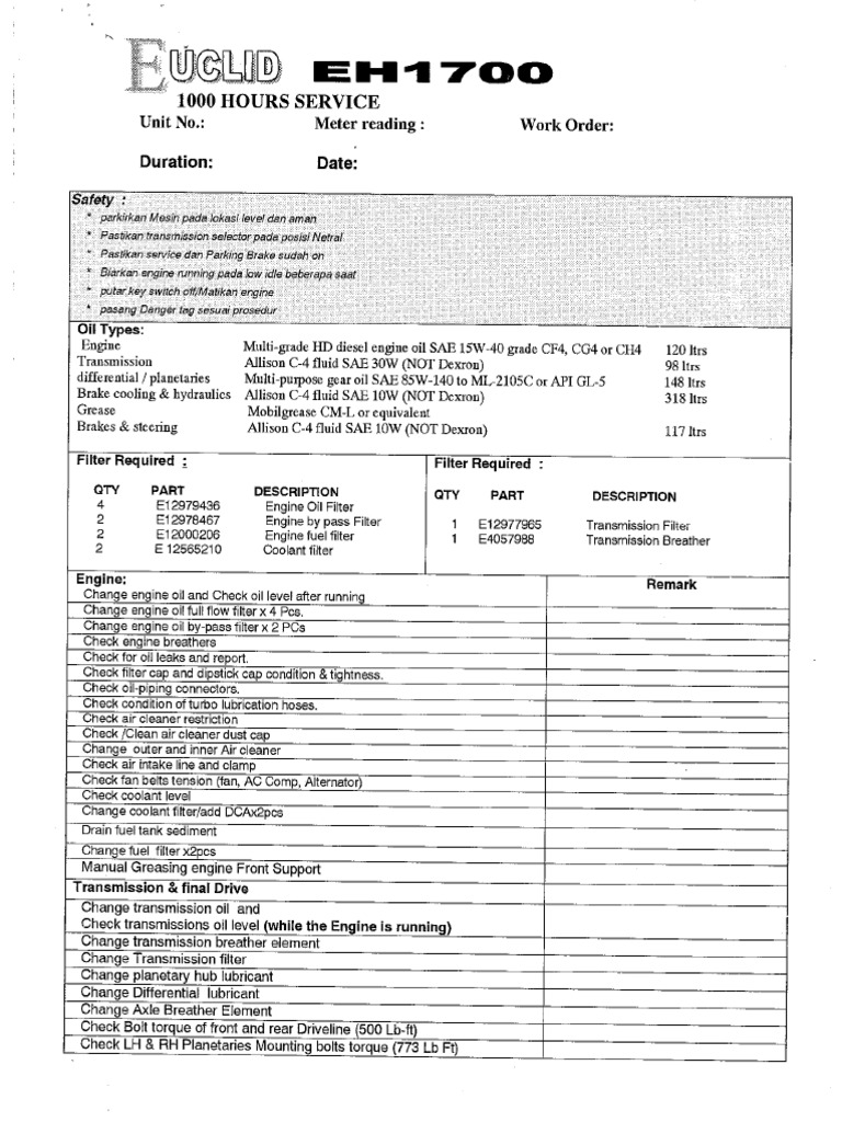 Euclid EH1700 - ITD Maintenance | PDF
