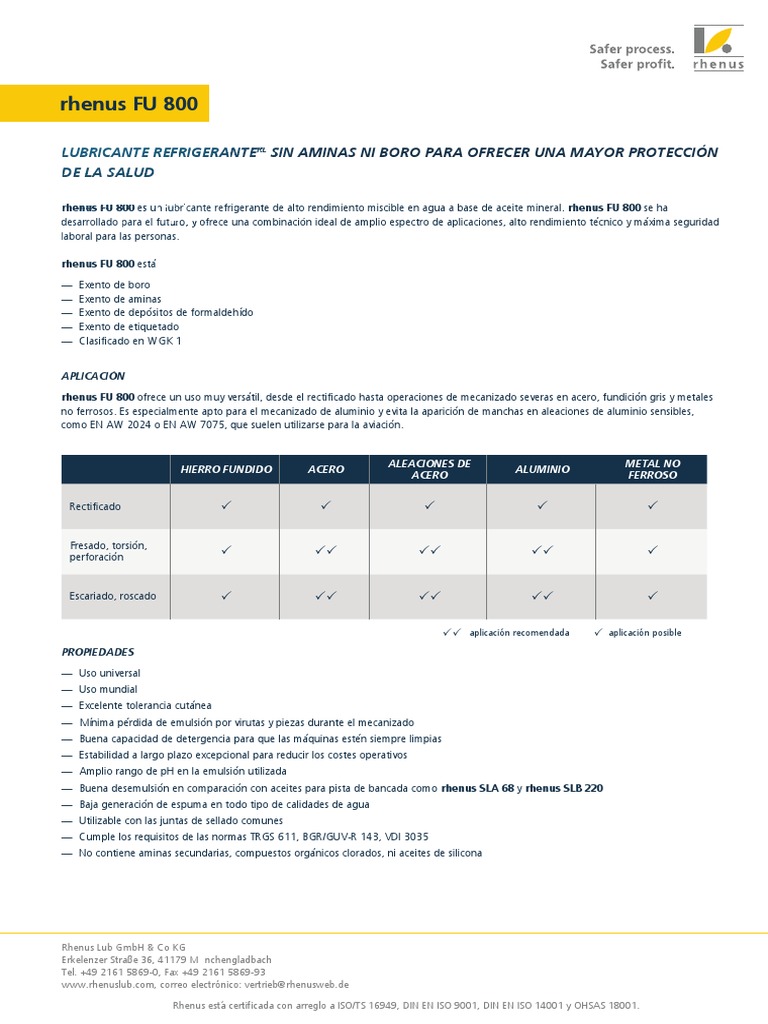 Fu 800 Rhenus Ficha Tecnica | PDF | Concentración | Rieles