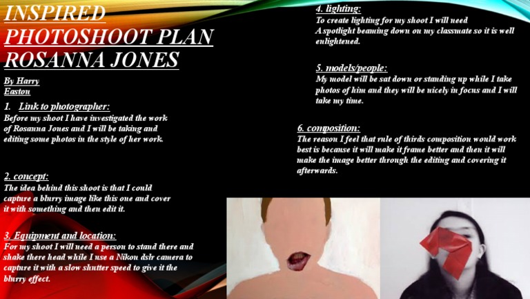 Inspired Photoshoot Plan Rosanna Jones | PDF
