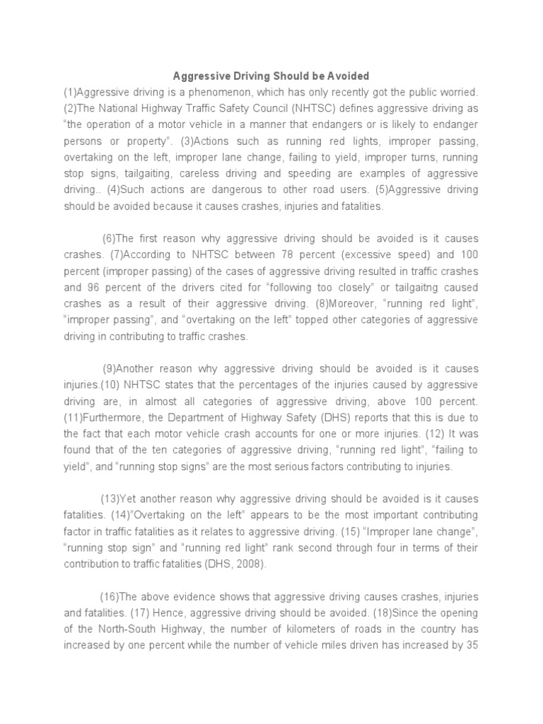 Reasons to Avoid Aggressive Driving | PDF | Traffic Collision | Traffic