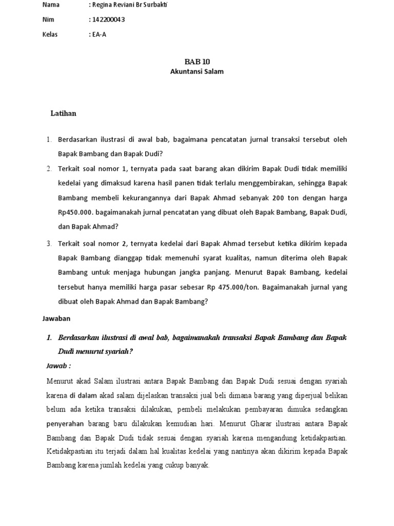 Regina Reviani BR Surbakti - 142200043 - EA-A - Tugas Akad Salam | PDF