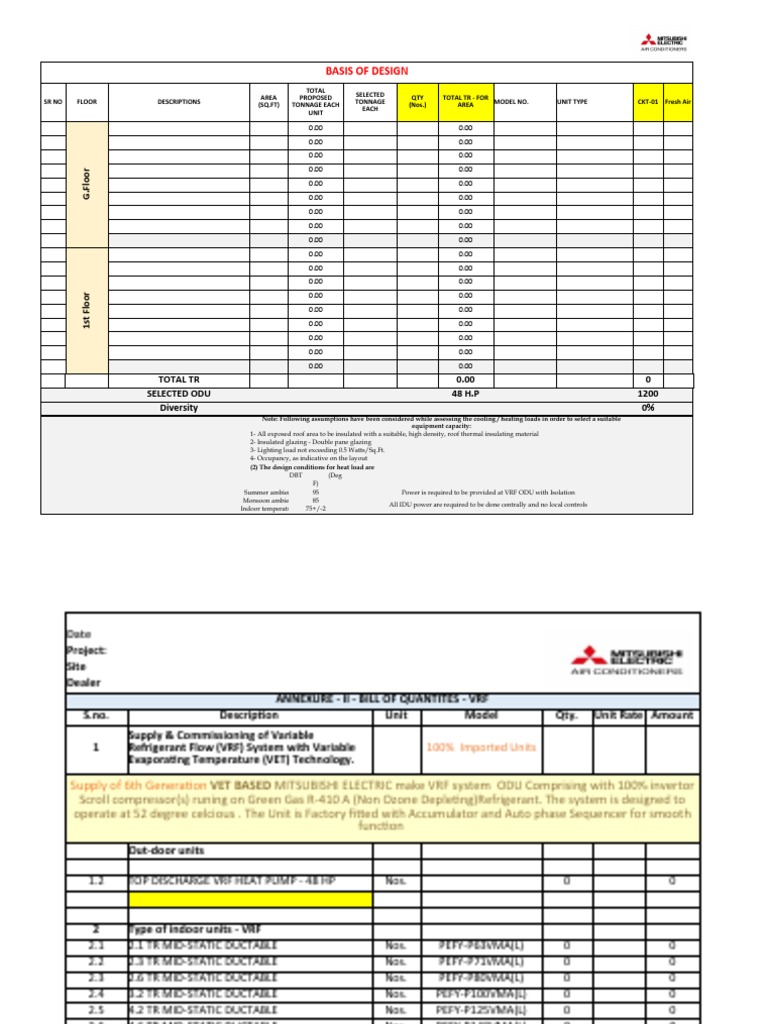 BOD Format | PDF | Duct (Flow) | Electrical Wiring