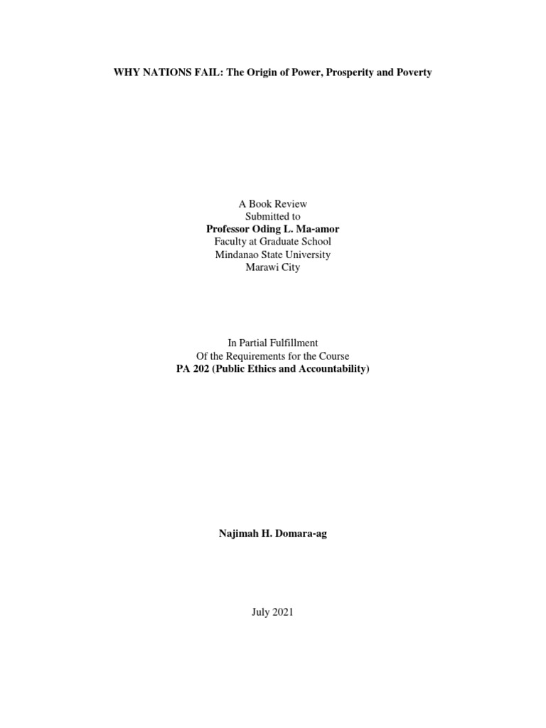 Why Nation Fail Book Review | Download Free PDF | Institution ...