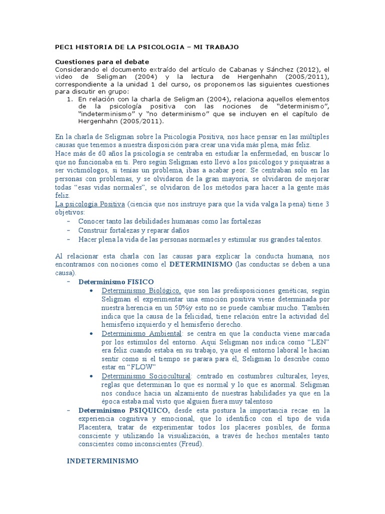 Pec1 Historia de La Psicologia Mi Trabajo | PDF