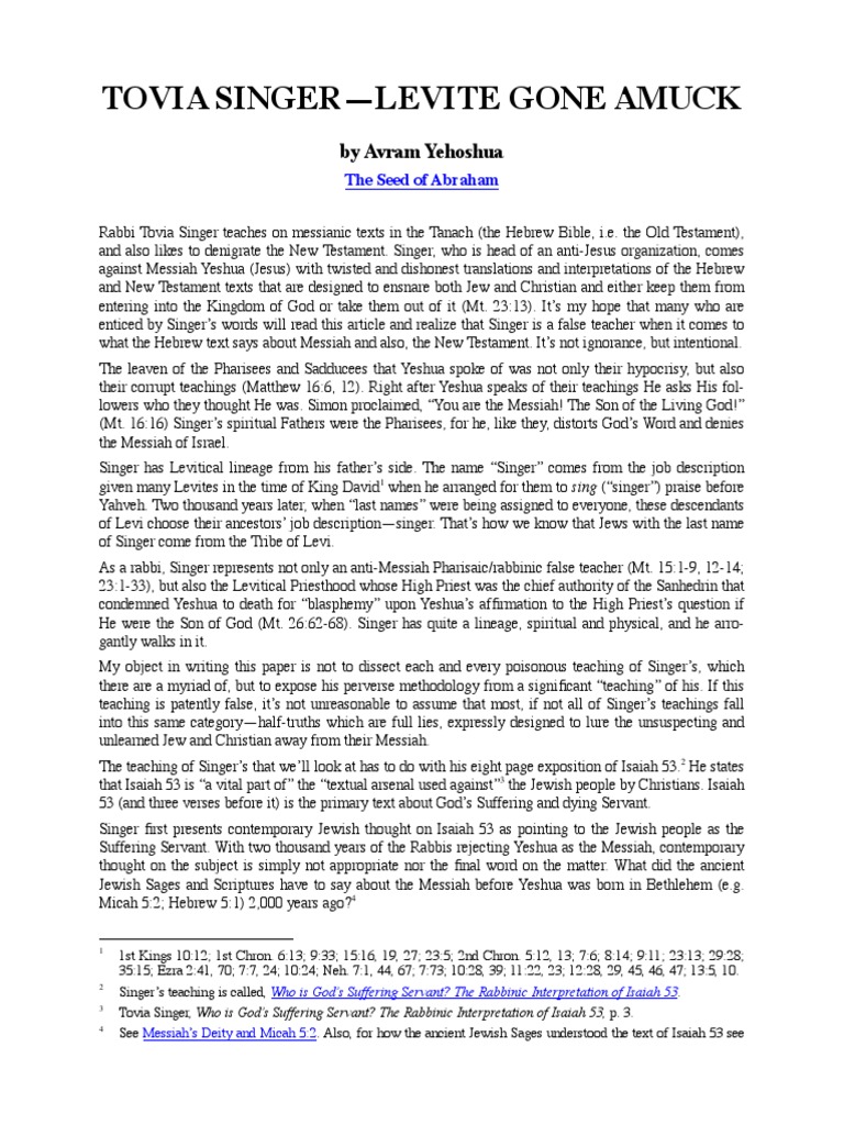 Tovia Singer Levite Gone Amuck | PDF | Jesus | Book Of Isaiah