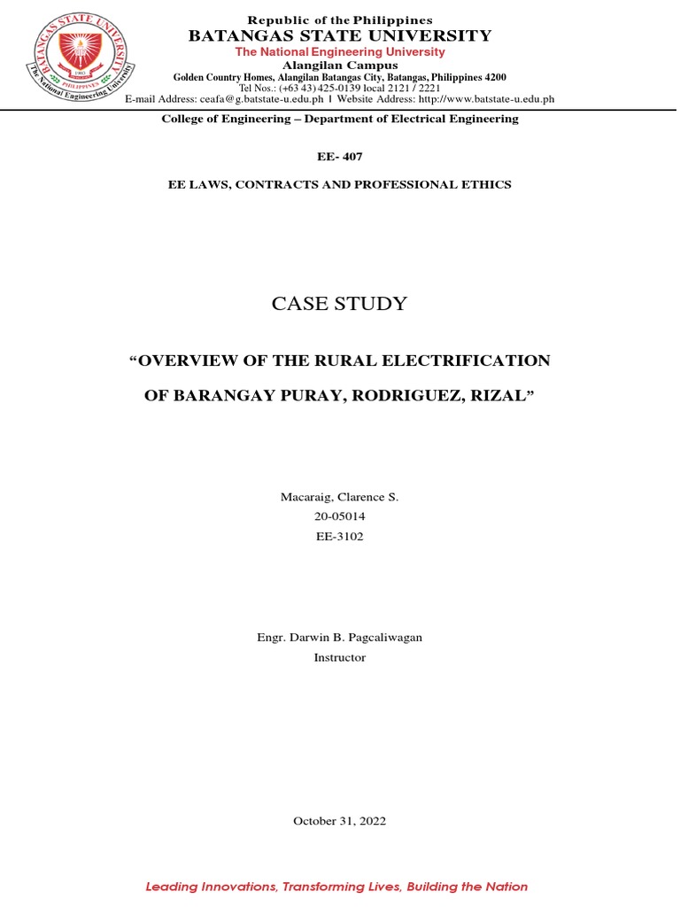 Macaraig Case Study1 | PDF | Electrification | Solar Power