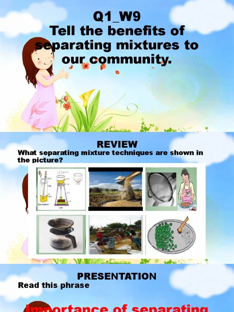Benefits of Separating Mixture in Community Grade 6 | PDF | Filtration ...