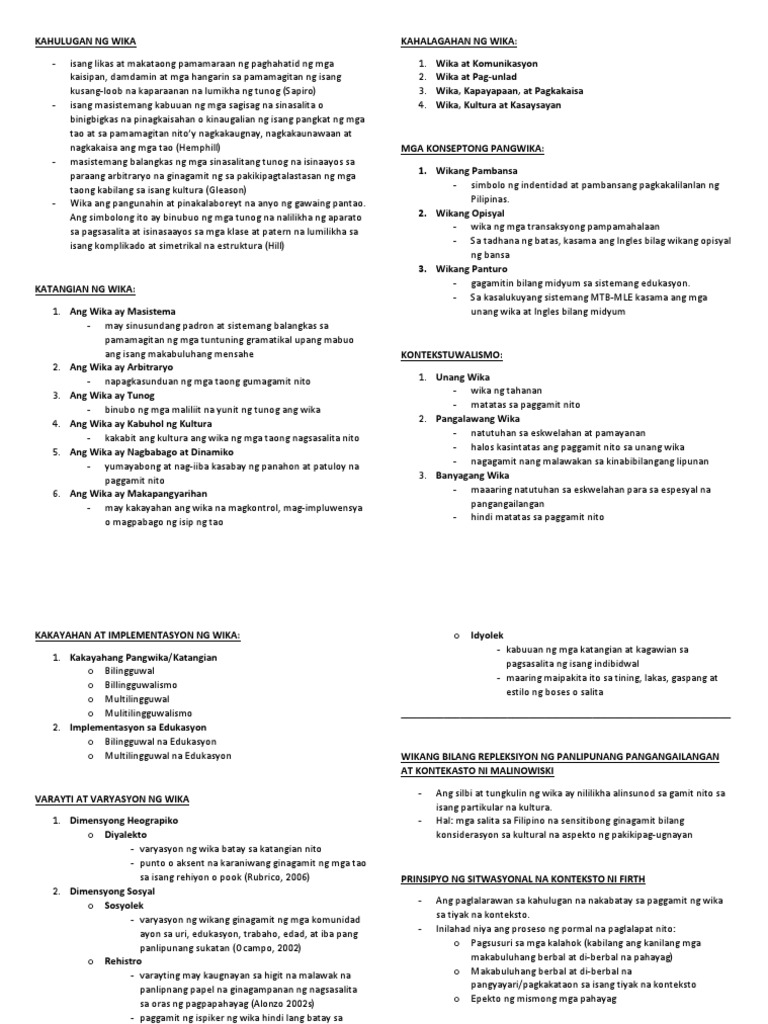 Fil 1 SHS Reviewer | PDF