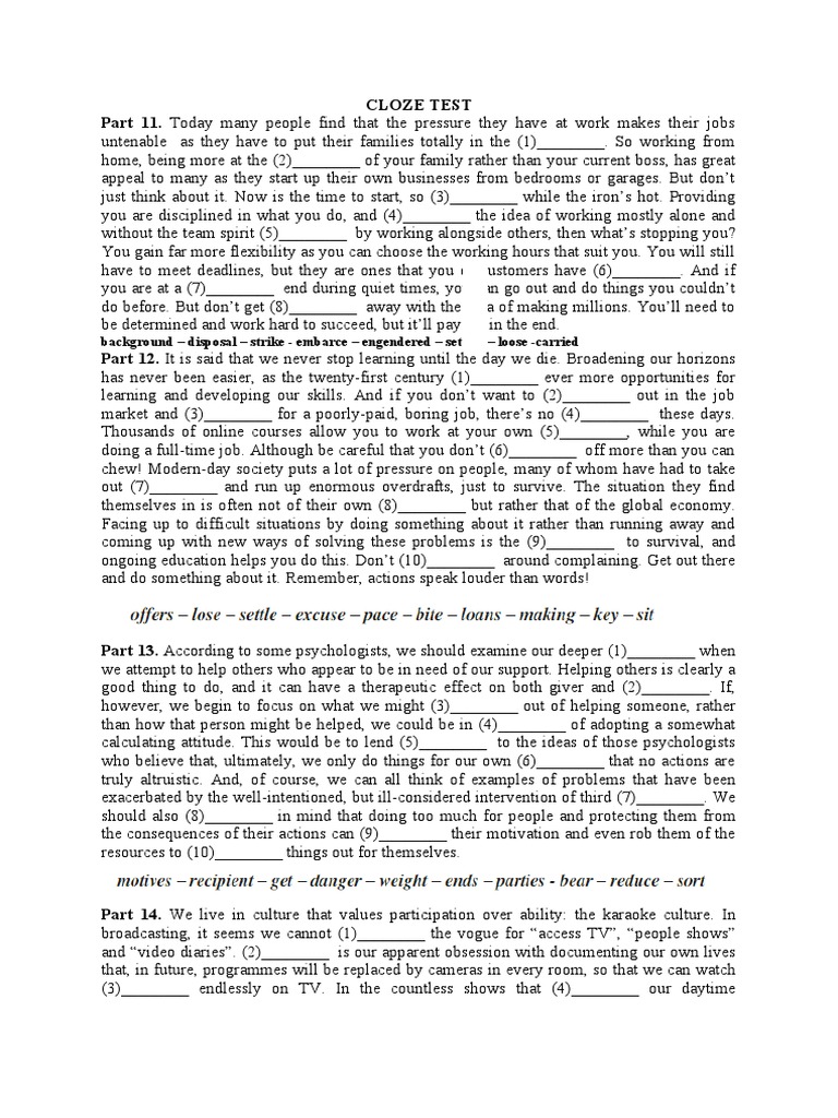 Cloze Test | PDF