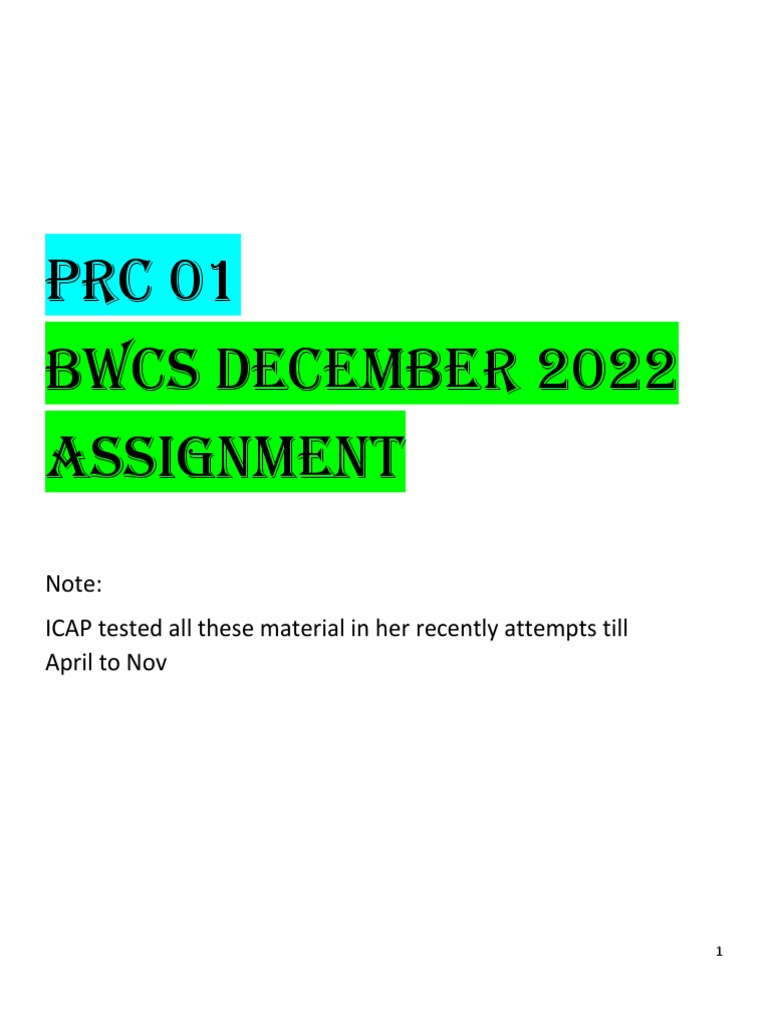 PRC 01 Bwcs December 2022 Assignmen1 | PDF