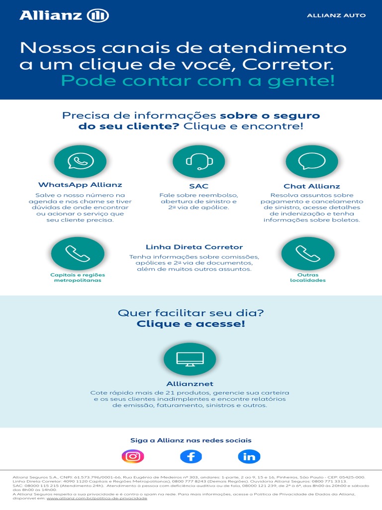 Atendimento Allianz: Canais e Serviços para Corretores | PDF | Finanças ...