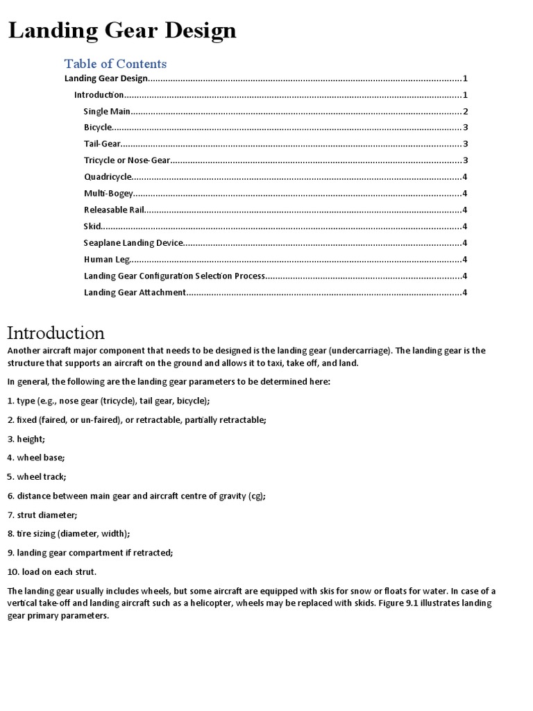 Landing Gear Design | PDF
