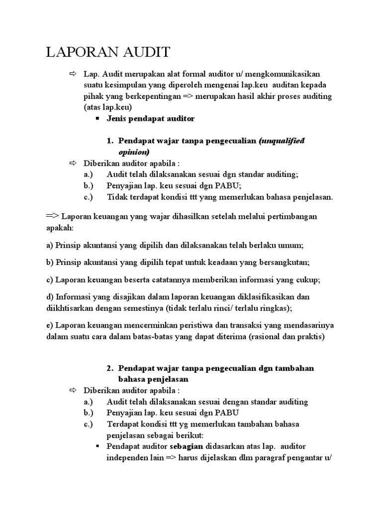 Laporan Audit | PDF | Bisnis | Pengelolaan Keuangan & Uang